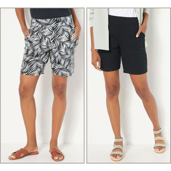 Denim& Co | Shorts | Denim Co Active Duo Stretch Two Pack Shorts Black ...